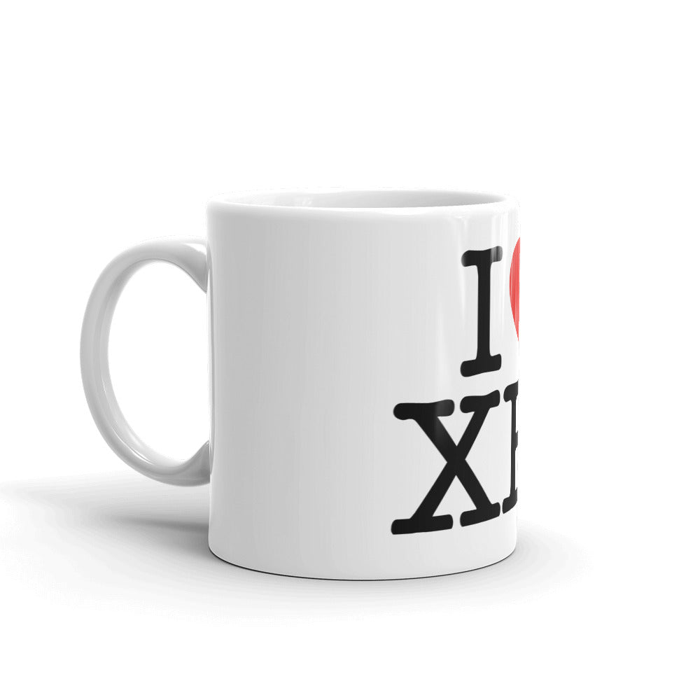 White glossy mug I Heart XFL – #SharesomeLove